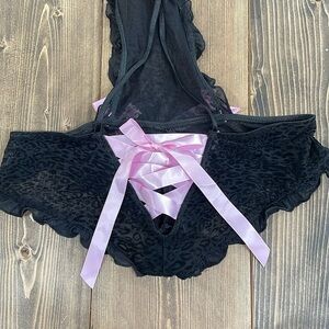 Intimates & Sleepwear | Womens Black Lace Lingerie With Pink Bows ...